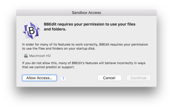 Bare Bones Software | BBEdit and App Sandboxing